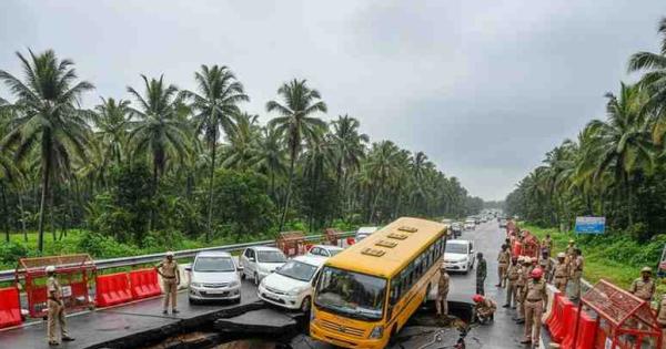 Highway Collapse in Kerala Traps School Bus and Several Vehicles ...